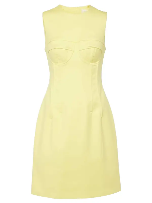 Sportmax Crewneck Cotton Bustier Dress - Yellow