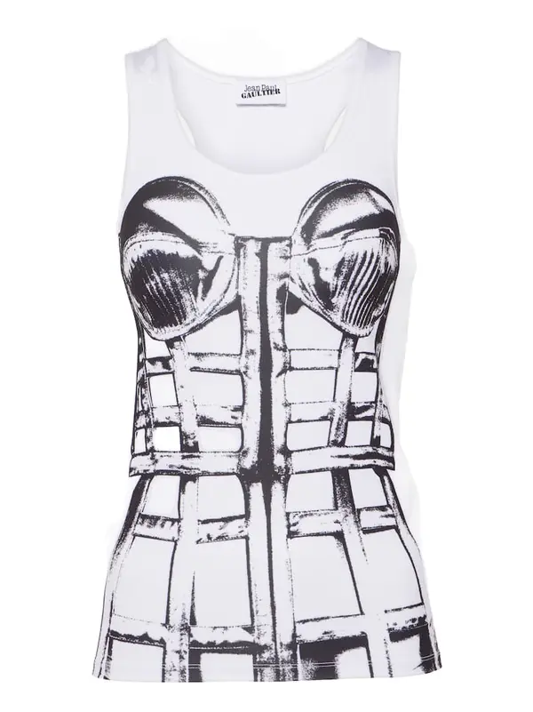 Jean Paul Gaultier Cage Trompe L'oeil Tank Top - White