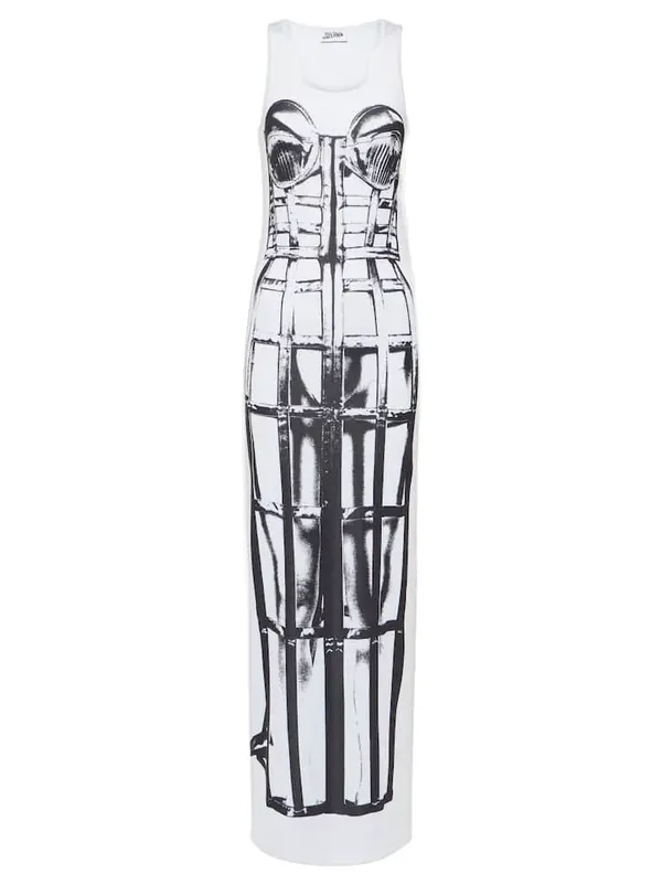 Jean Paul Gaultier Trompe L'oeil Maxi Dress - White
