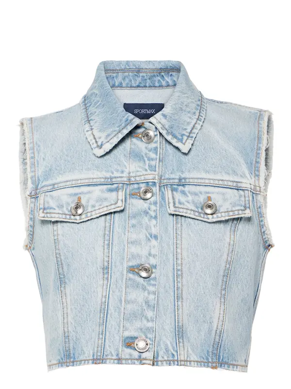 Sportmax Cropped Denim Vest - Blue