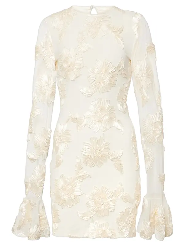 ROTATE BY BIRGER CHRISTENSEN Bridal Rosita Floral-appliqué Minidress - White