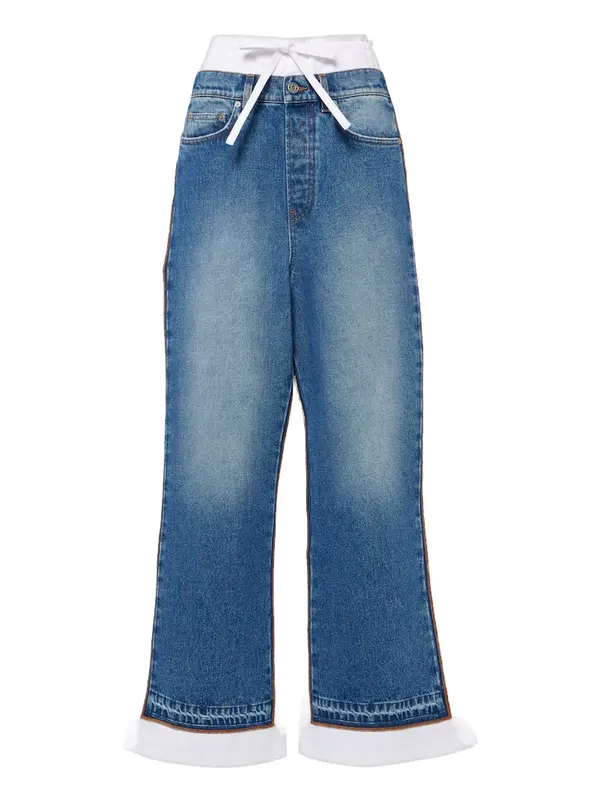 Jean Paul Gaultier Paneled Mid-rise Wide-leg Jeans - Blue