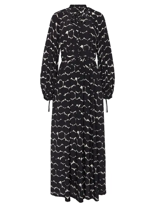 Max Mara Urbania Printed Silk Maxi Dress - Black