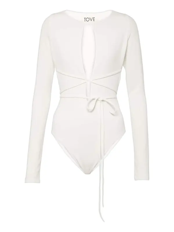 Tove Jennifer Cutout Crêpe Jersey Bodysuit - White
