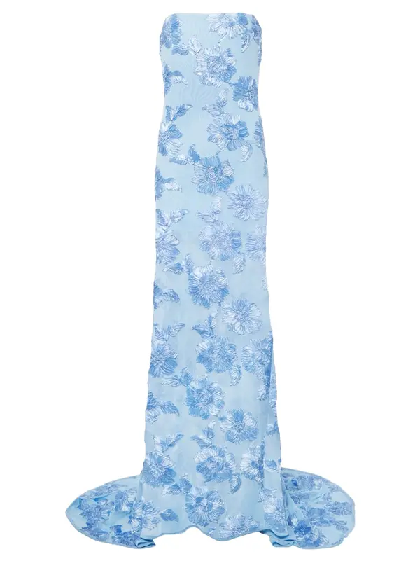 ROTATE BY BIRGER CHRISTENSEN Alberty Floral-appliqué Mesh Gown - Blue