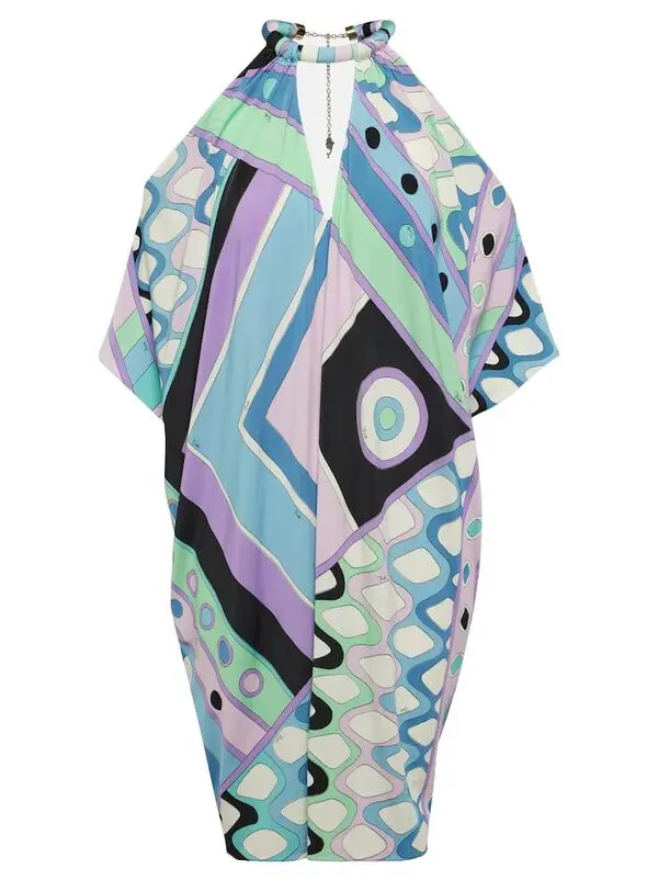 Emilio Pucci Vivara-print Jersey Satin Kaftan - Blue