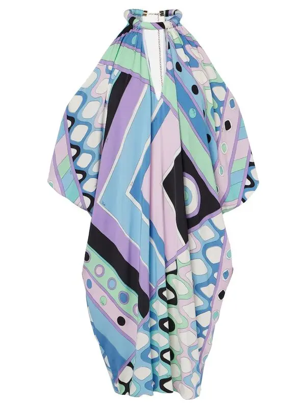 Emilio Pucci Vivara-print Jersey Satin Kaftan - Blue