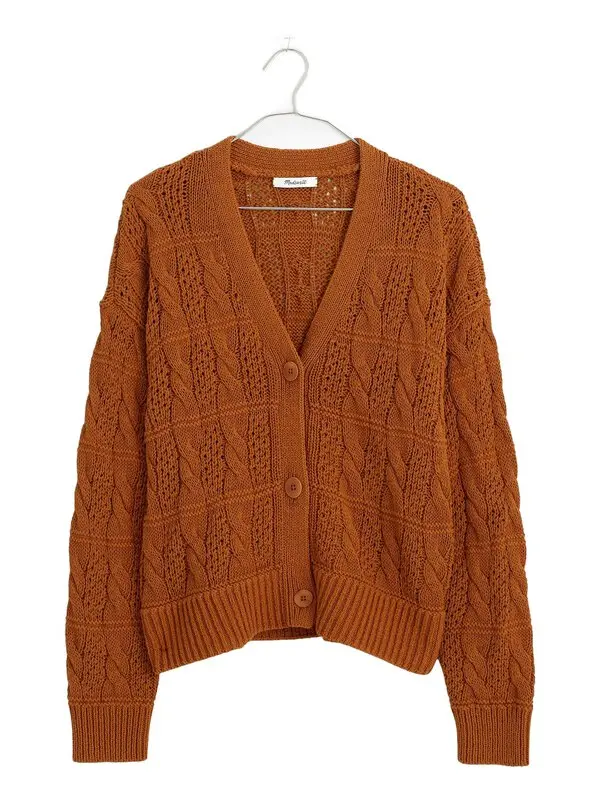 Madewell Cable-stitch Cardigan Sweater - Warm Coffee