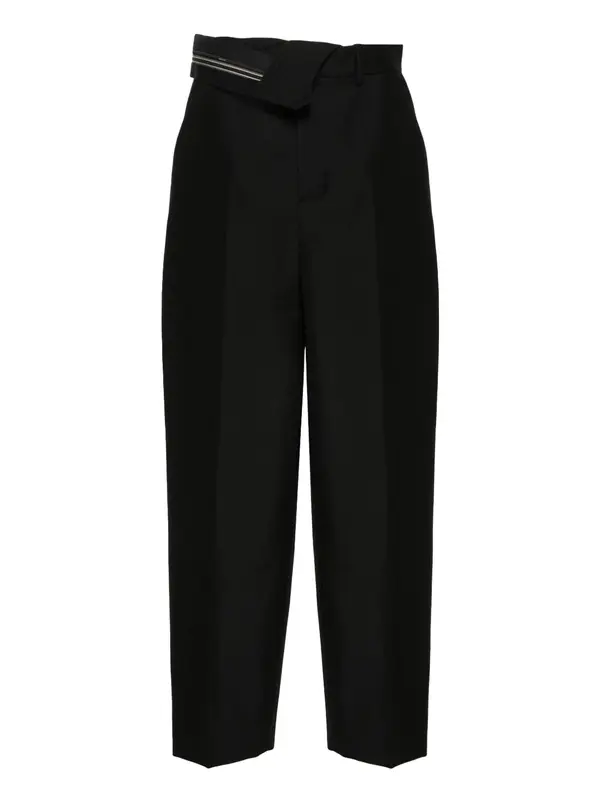 Fendi Pressed-crease Tapered Trousers - Black