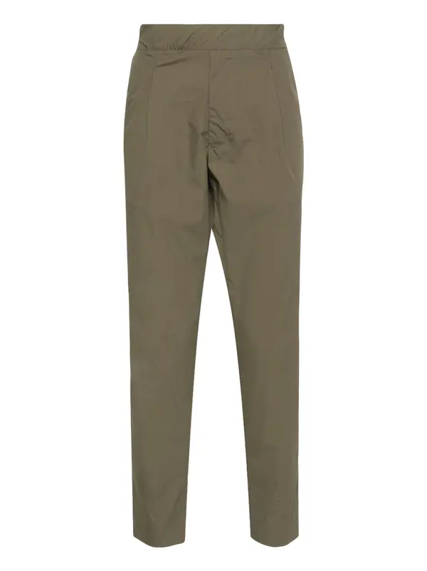 LOW BRAND Poplin Pleated Tapered Trousers - Green