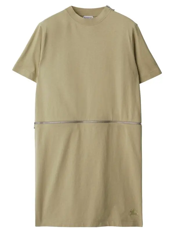 Burberry Logo-embroidered Cotton Dress - Neutrals