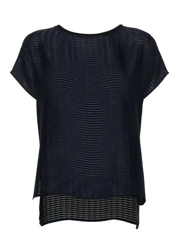 Emporio Armani Sheer-paneled Striped T-shirt - Blue
