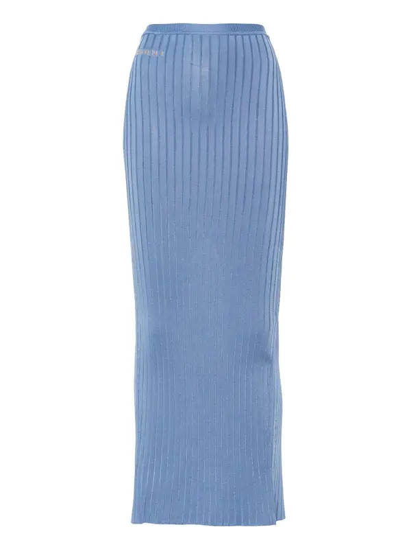 Marni Jacquard-logo Ribbed Maxi Skirt - Blue