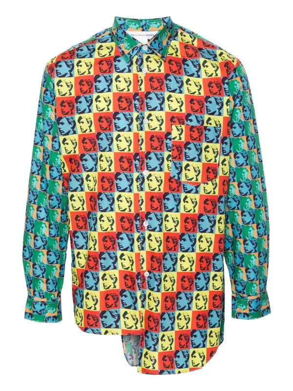 Comme Des Garçons Andy Warhol-print Asymmetric Shirt - Blue
