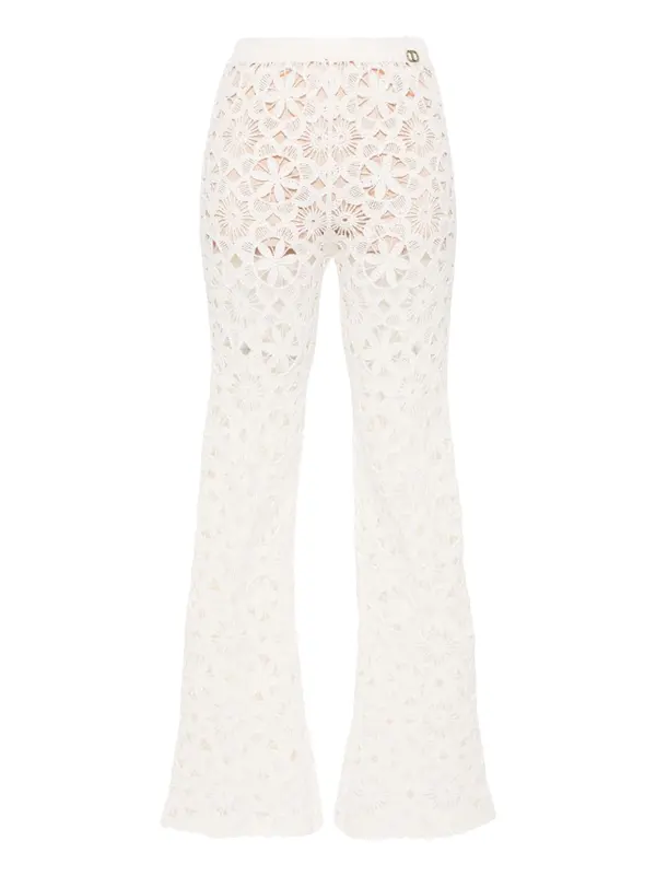TWINSET Floral-crochet Flared Trousers - Neutrals