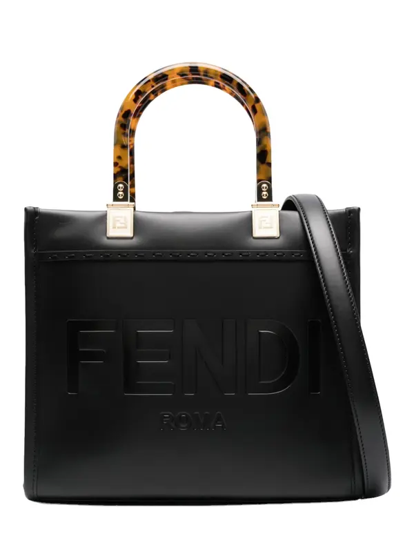 Fendi Small Sunshine Leather Tote - Black