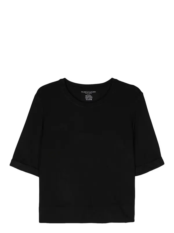 Majestic Filatures Cuffed-sleeves Jersey T-shirt - Black