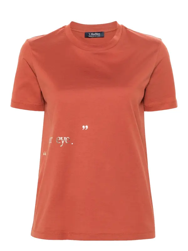 Max Mara Slogan-print Cotton T-shirt - Orange