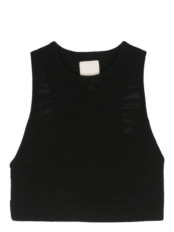 Emporio Armani Knitted Cropped Top - Black