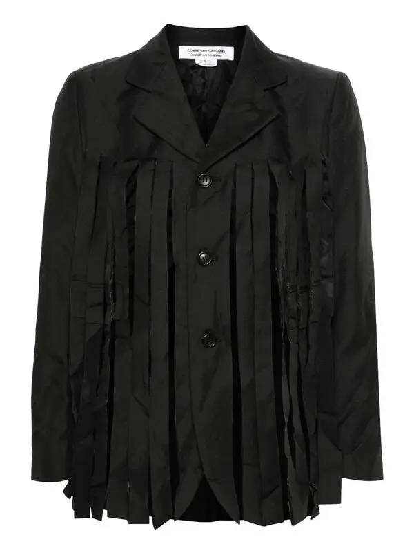 Comme Des Garçons Fringe-detail Blazer - Black