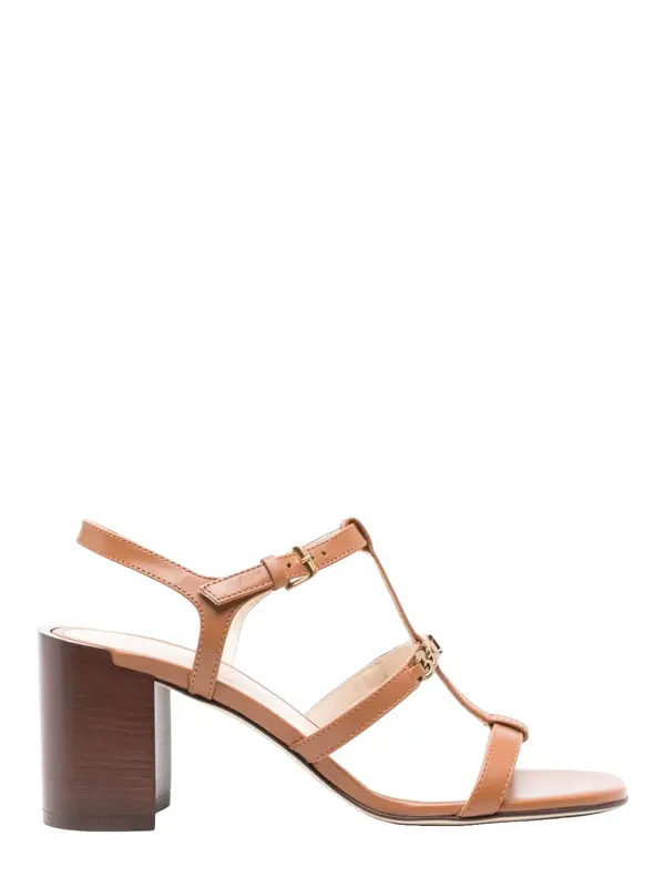 TOD'S 75mm Logo-plaque Leather Sandals - Brown