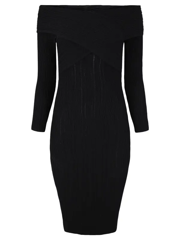 Veronica Beard Soraya Off-shoulder Midi Dress - Black