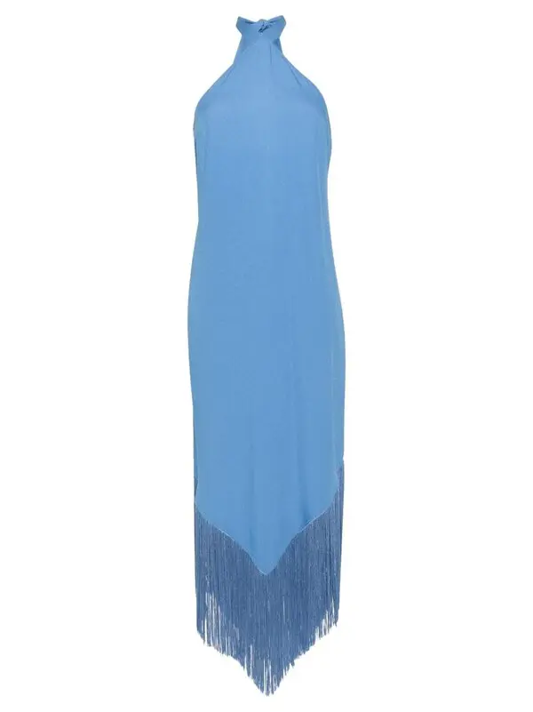 TALLER MARMO Halterneck Fringed Maxi Dress - Blue