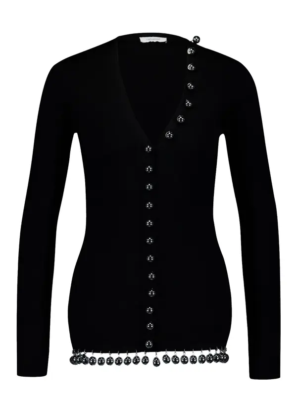 Rabanne Bead-embellished Wool Cardigan - Black