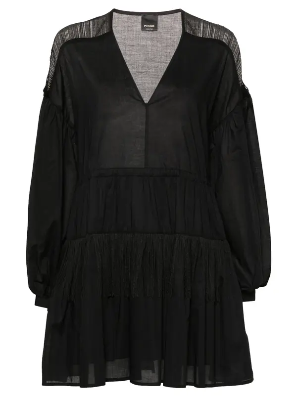 Pinko Fringed Flared Mini Dress - Black