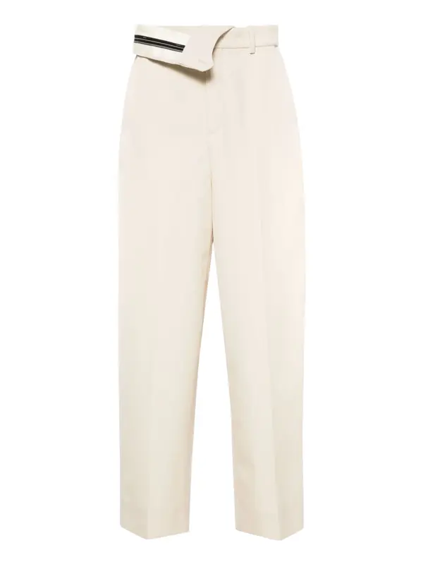 Fendi Foldover Waist Gabardine Trousers - Neutrals