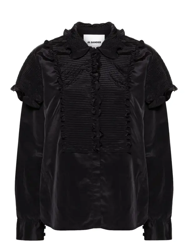 JIL SANDER Ruffled Button-up Blouse - Black