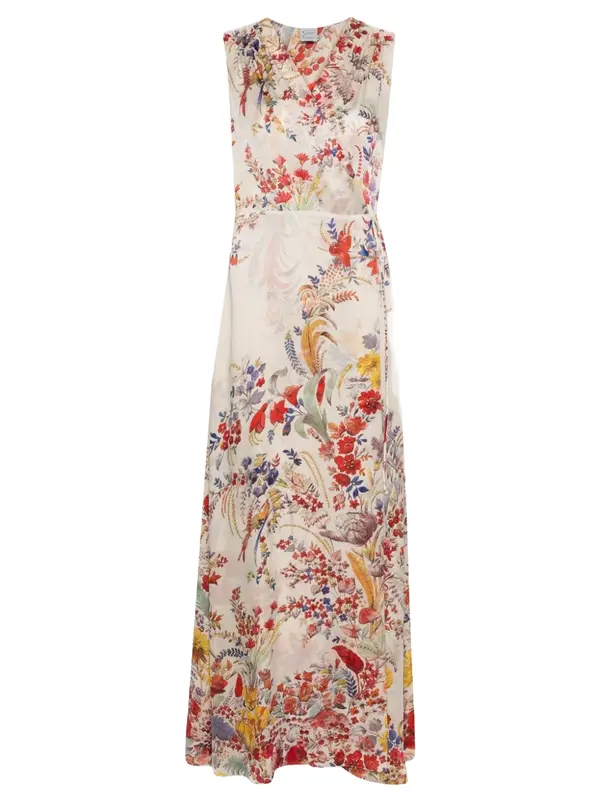 Carine Gilson Garden Print Silk Dress - Neutrals