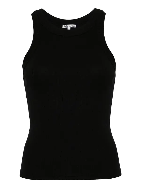 REFORMATION Tasha Ribbed Tank Top - Black