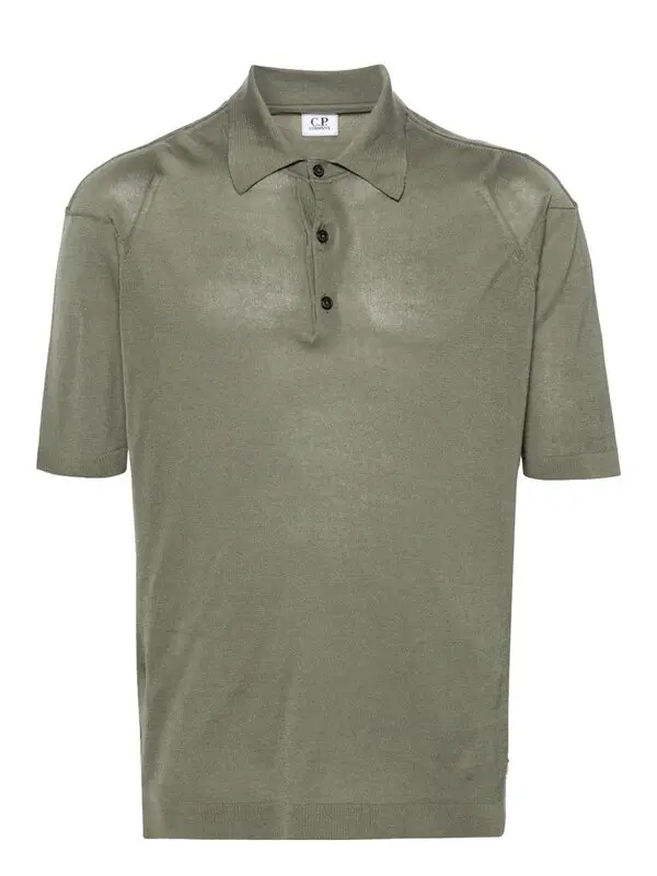 C.P. COMPANY Fine-knit Short-sleeve Polo Shirt - Green