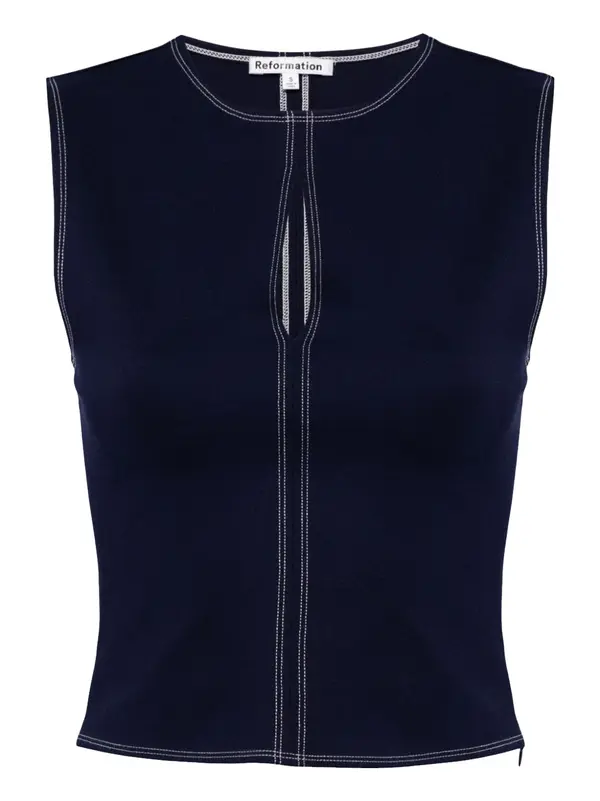 REFORMATION Carsyn Cut-out Top - Blue