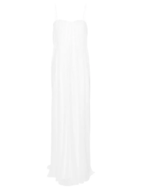 NISSA Iridescent Polka-dot Chiffon Gown - White