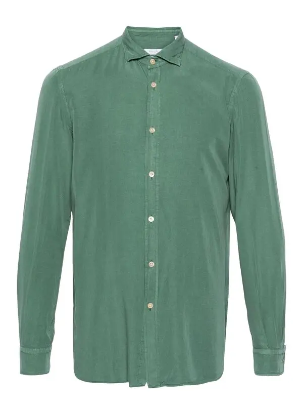 Boglioli Spread-collar Long-sleeve Shirt - Green
