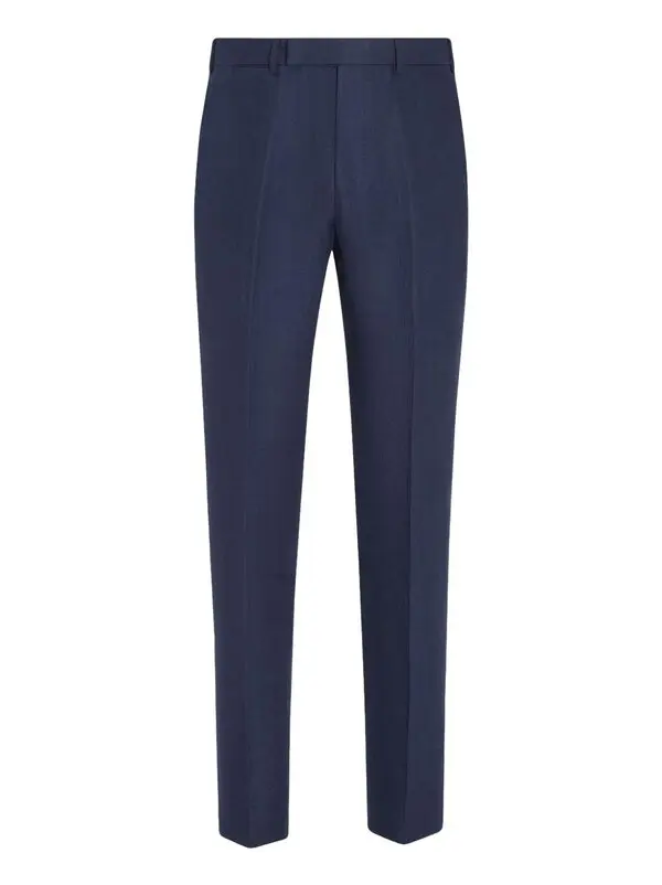 Zegna Oasi Tapered-leg Linen Trousers - Blue