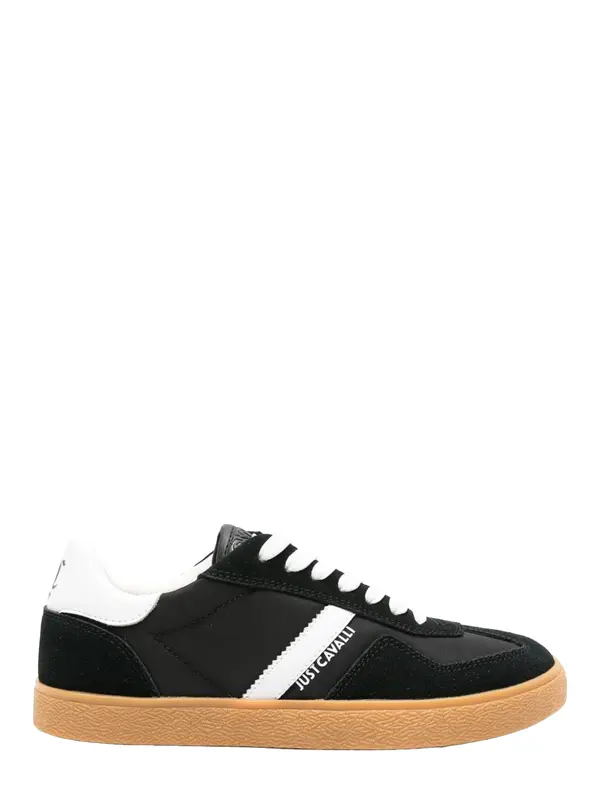 Just Cavalli Panelled Leather Lace-up Sneakers - Black