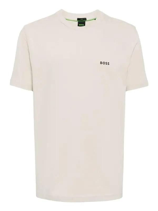 BOSS Logo-print Cotton T-shirt - Neutrals