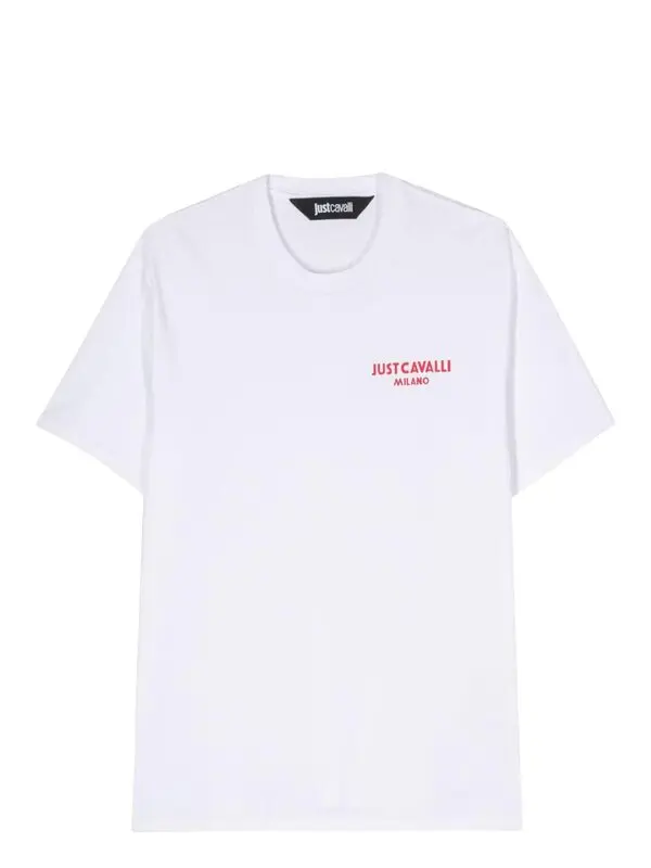 Just Cavalli Logo-flocked Cotton T-shirt - White