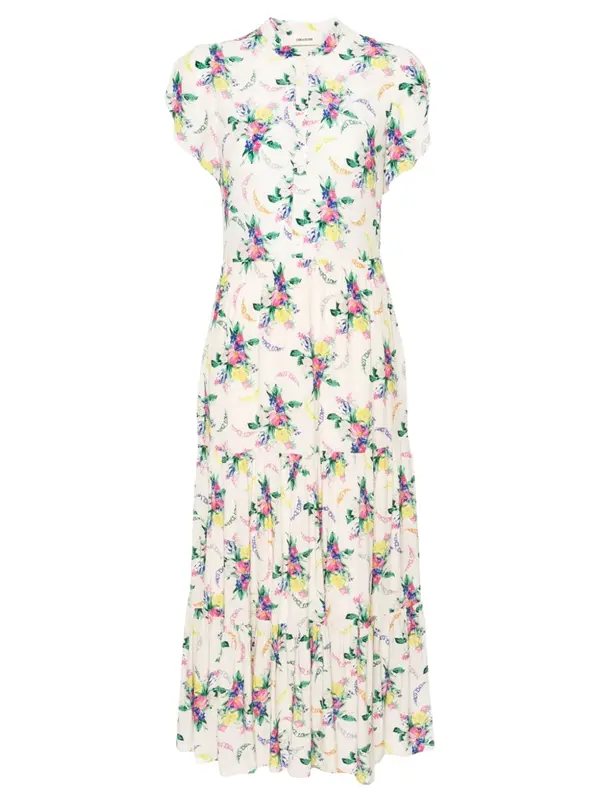 Zadig&Voltaire Razy Floral-print Midi Dress - Neutrals