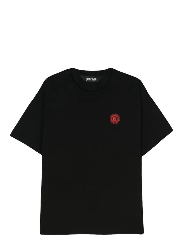 Just Cavalli Logo-patch Cotton T-shirt - Black