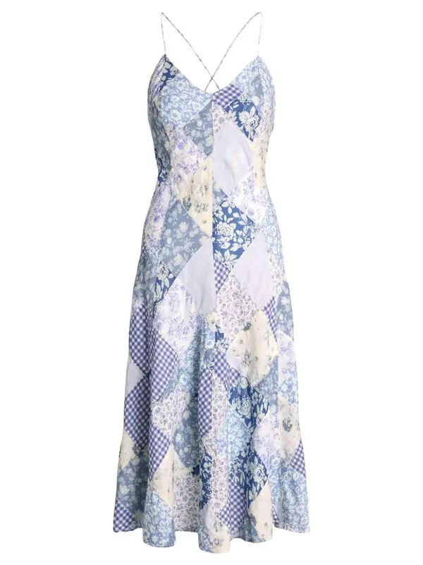 Polo Ralph Lauren Sleeveless Patchwork Midi Dress - Blue