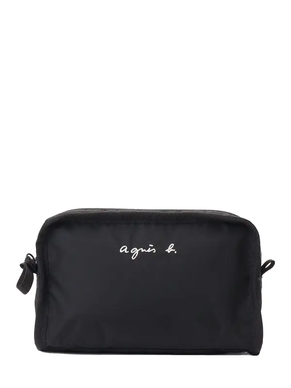 AGNÈS B. Logo-embroidered Zip Pouch - Black