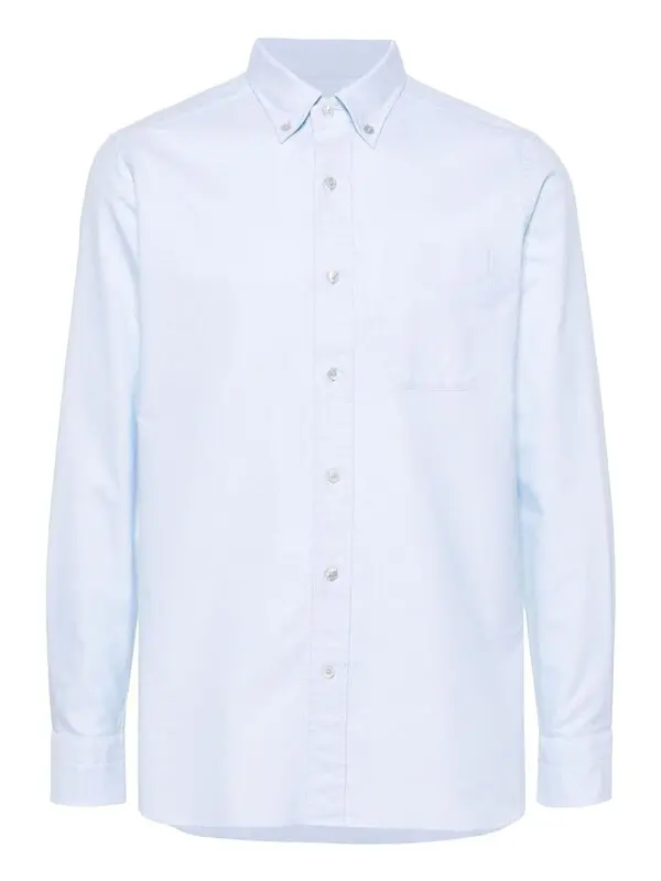 TOM FORD Button-down Collar Cotton Shirt - Blue