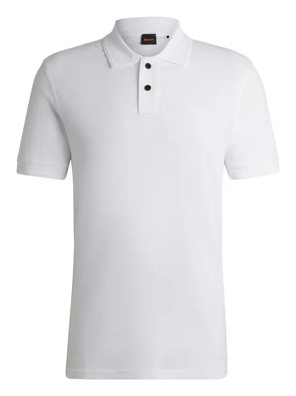 BOSS Logo-print Cotton Polo Shirt - White