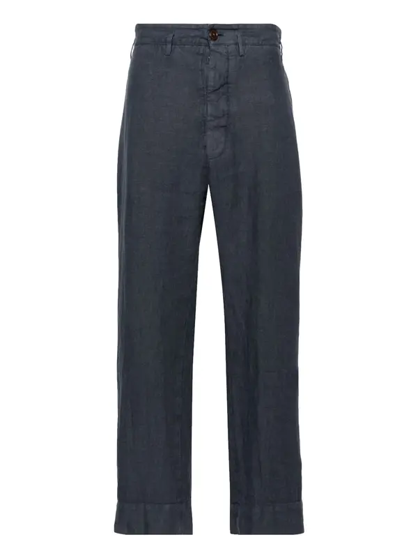 VIVIENNE WESTWOOD Cropped Linen Trousers - Blue