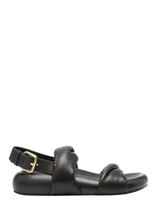 Marni Logo-print Leather Sandals - Black