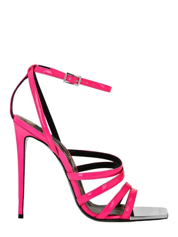 Philipp Plein Square-toe Patent Leather Sandals - Pink
